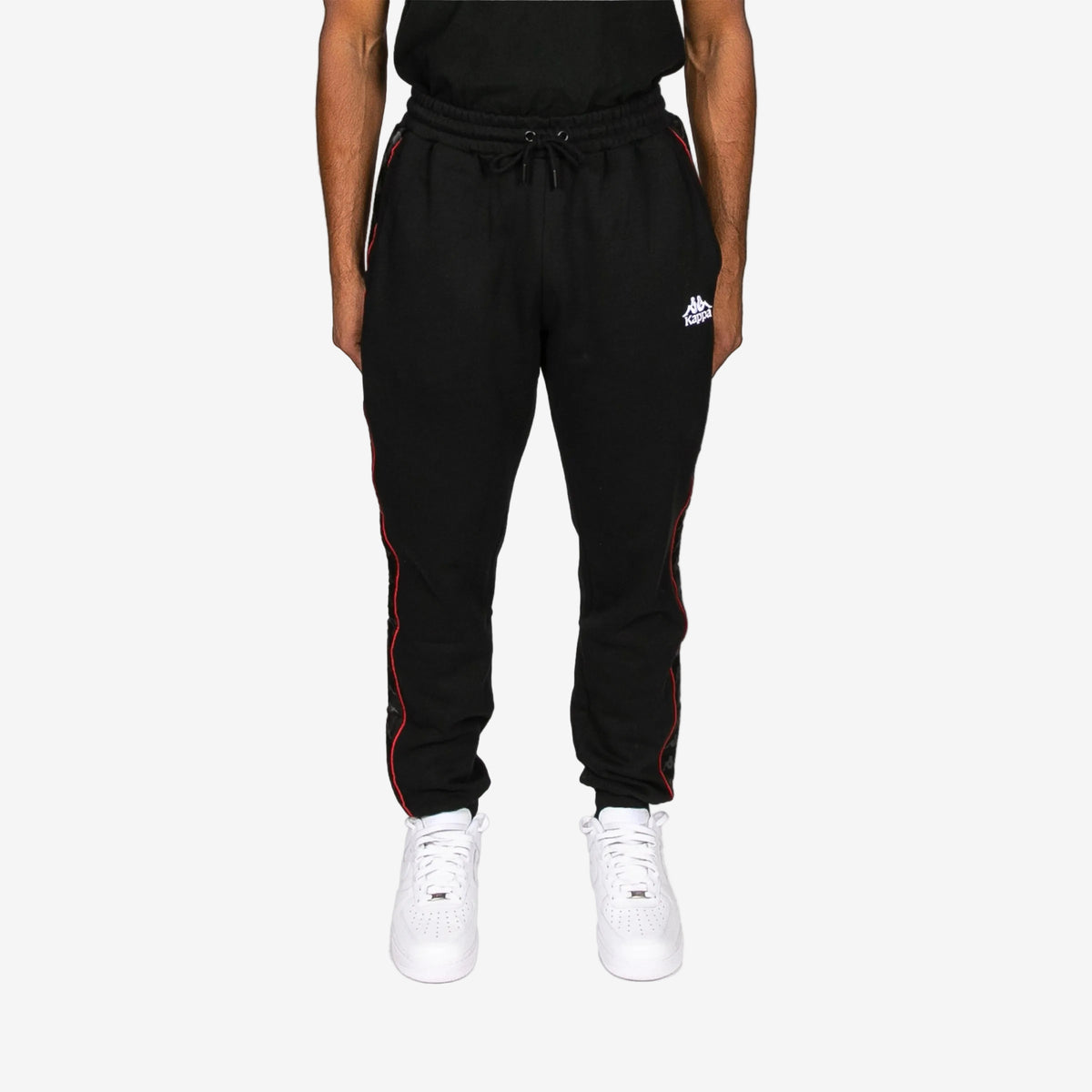 Black Red & White Stripe Track Pants - Unisex | Kappa USA