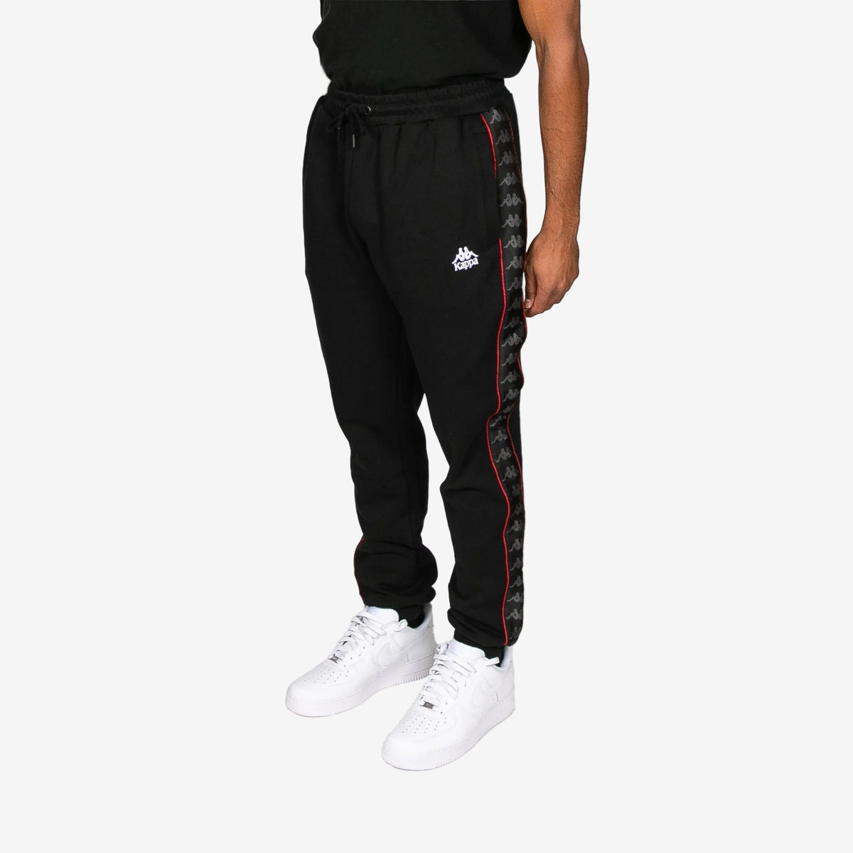 Black Red & White Stripe Track Pants - Unisex | Kappa USA