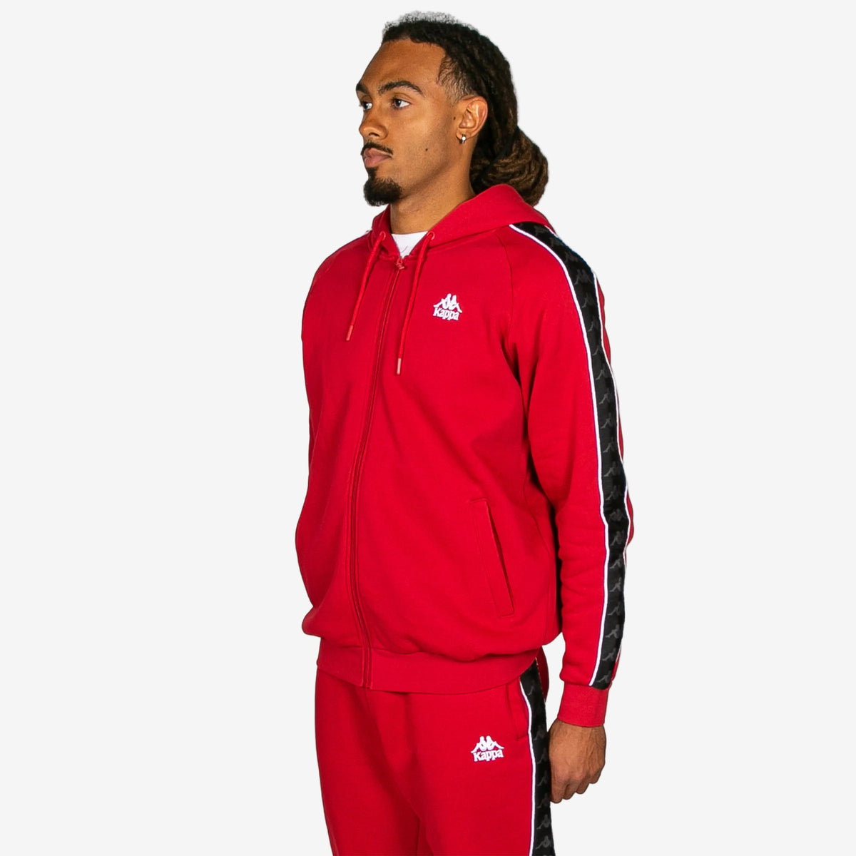 Banda Zamin Red Black & White Zip-Up Hoodie | Kappa USA
